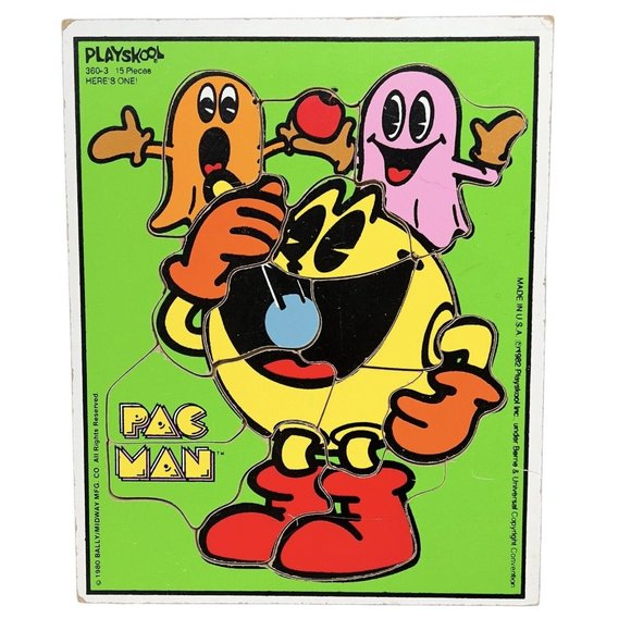 Playskool | Toys | Vintage Playskool 5 Piece Wood Puzzle Pac Man Heres ...